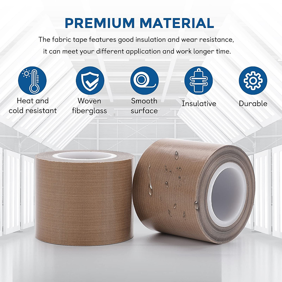 Teflon Tape, 2 in 30 FT Fabric PTFE Tape for Hand or Vacuum Impulse Sealer Machine, PTFE Coated Adhesive Tape for FoodSaver, Seal A Meal, Weston etc.