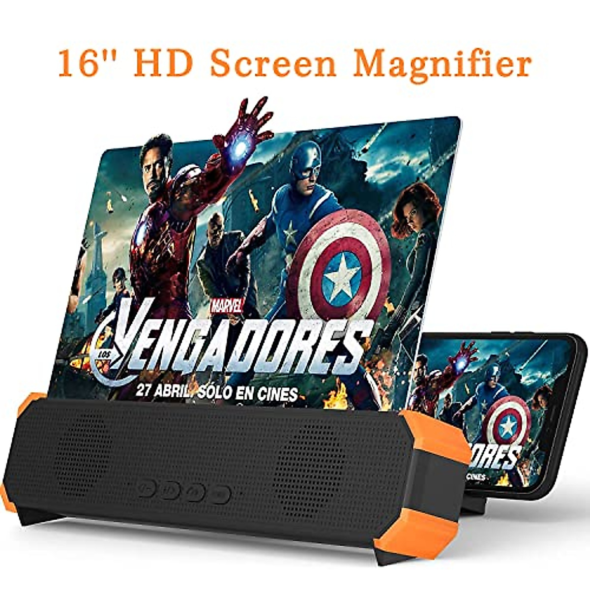 16’’ Screen Magnifier for Smartphone – Mobile Phone 3D Magnifier Projector Screen for Movies, Videos, and Gaming – Foldable Phone Stand with Screen Amplifier – Compatible with All Smartphones