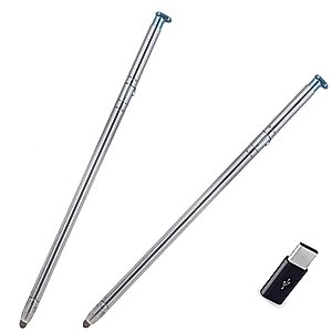 2 Pack LCD Touch Screen Stylus Pen Replacement Parts for LG Stylo 6,Stylo 6 Plus,Boost AT&T TracFone Verizon Xfinity T-Mobile Sprint Cricket (Holographic White)+ Type C Convertor