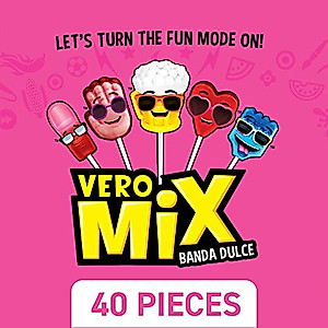 Vero Mix Banda Dulce Assorted Sweet Lollipops, Artificially Flavored, 1 Pound 4.31 Ounces, 40 Count Bag