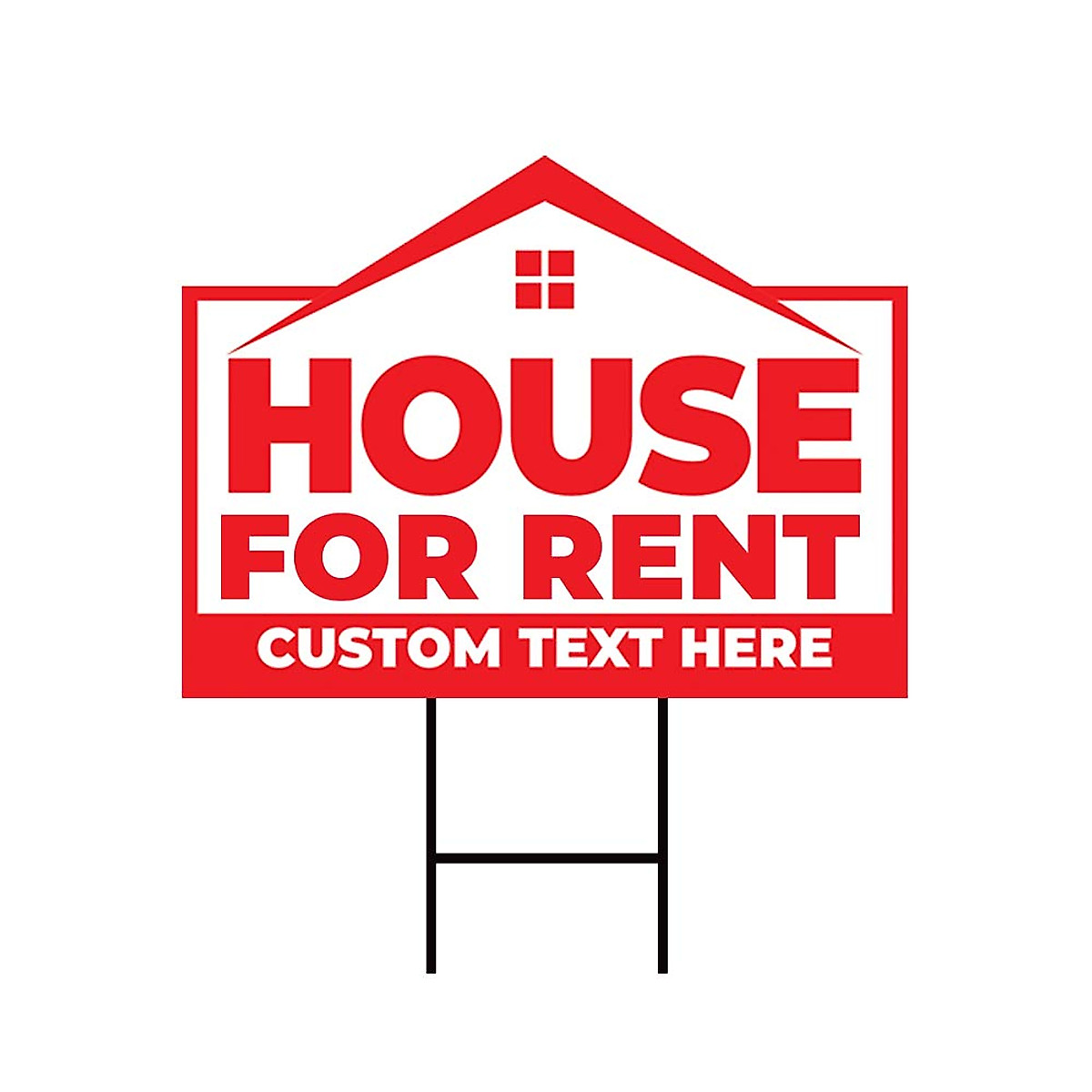 House for Rent Yard Sign Personalized 24" x 18" - Visible Text Custom House for Rent Yard Sign with Metal H-Stake (24x18, Single Sided)