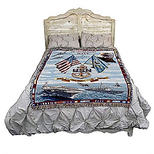 Pure Country Weavers PCW - US Navy Blanket - Gift Military Tapestry Throw Woven from Cotton - Made in The USA (72x54)