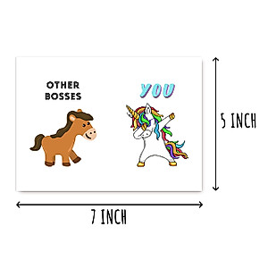 Other Boss Card - Thank You Card - Funny Unicorn Birthday Cards Gifts For Boss Women Men - Happy Boss's Day Card Gifts