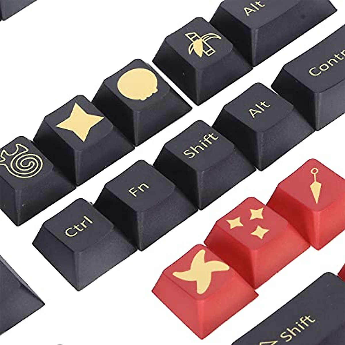 Yoidesu 128 Keys Japanese Style Keycaps, Oil Resistant PBT Keycap for Universal PC Gaming Keyboard with Animation Elements Gaming Keyboard Keycap with Shaft Puller