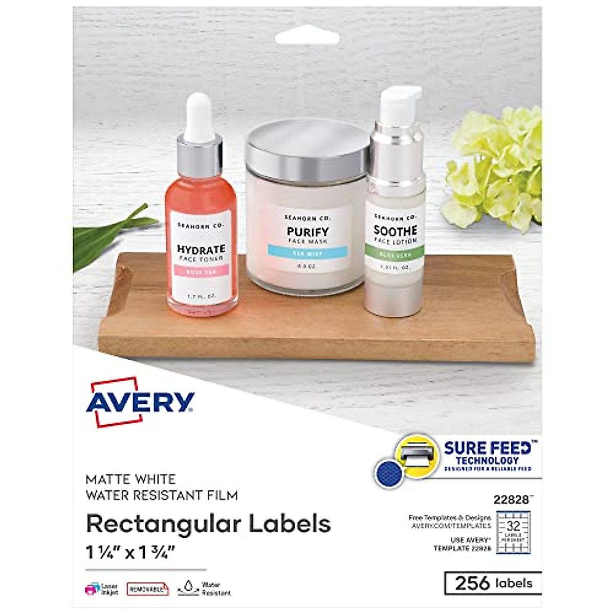 Avery Printable Blank Rectangle Labels, 1.25" x 1.75", White, 256 Customizable Labels (22828)