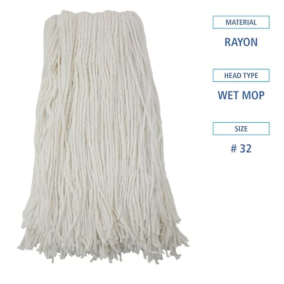 Boardwalk BWK2032RCT No. 32 Rayon Cut-End Wet Mop Head - White (12/Carton)