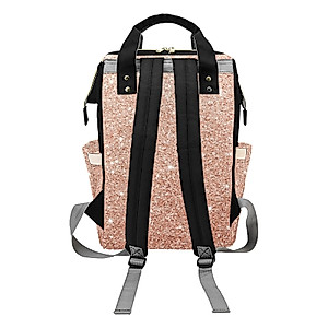 bliblisa Bling Glitter Pink Diaper Bags with Name Custom Personalized Backpack Tote Bag Shoulder Nappy Bag Nursing Baby Bags Girl