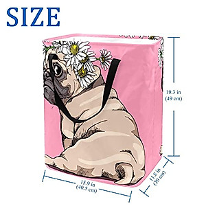 Garland Bulldog Print Collapsible Laundry Hamper, 60L Waterproof Laundry Baskets Washing Bin Clothes Toys Storage for Dorm Bathroom Bedroom