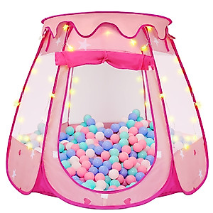 Princess Tent for Kids, Ball Pits for Toddlers 1-3 with Star Light, Girl Toys, 1/2/3 Year Old Girl Gifts, Toys for Girls with Carrying Bag, Indoor & Outdoor Play Tent, 49'' X 33'' (DxH)