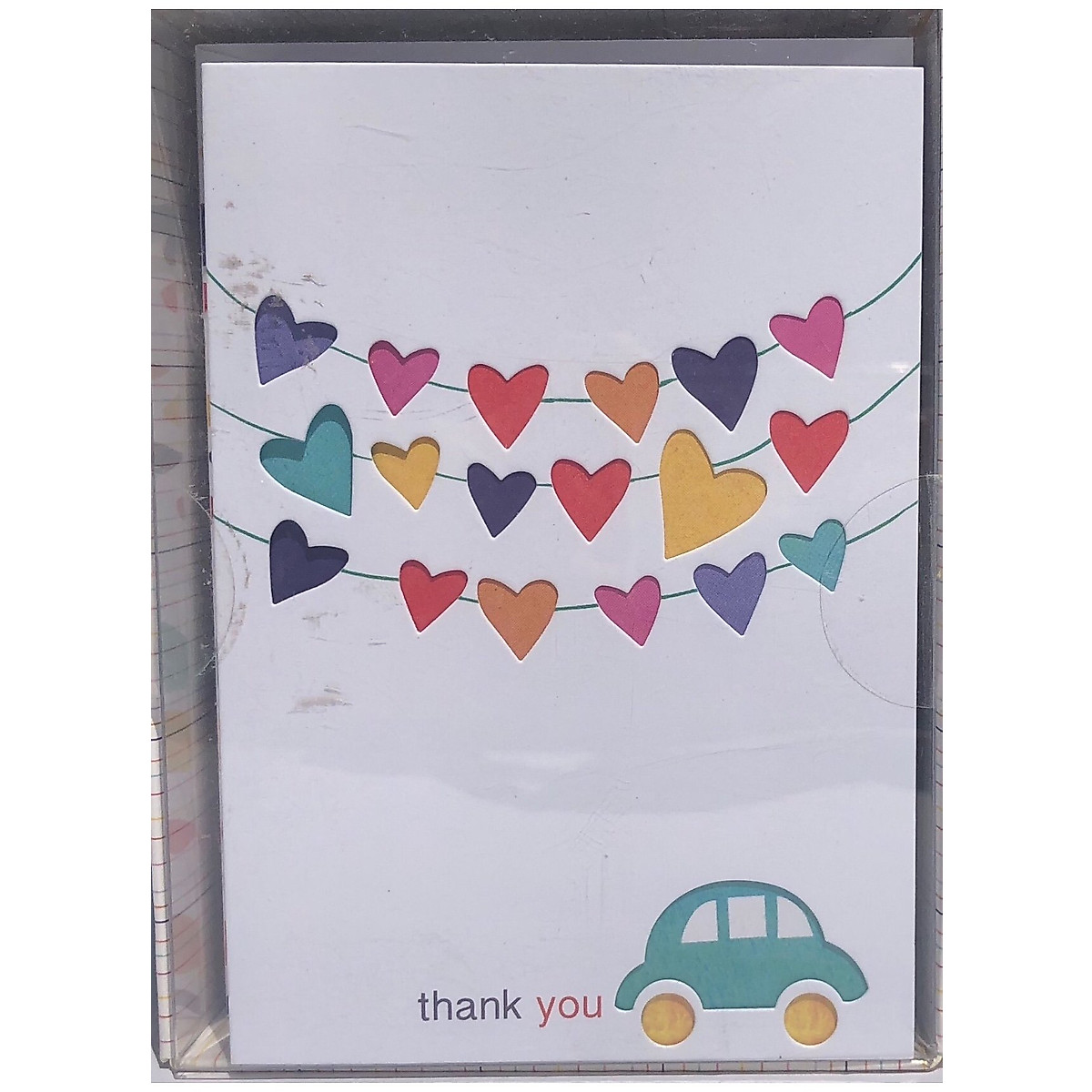 Molly & Rex Window Boxed Set of 10 Laser Cut Thank You Blank Cards, Love Bug Heart Line 97667