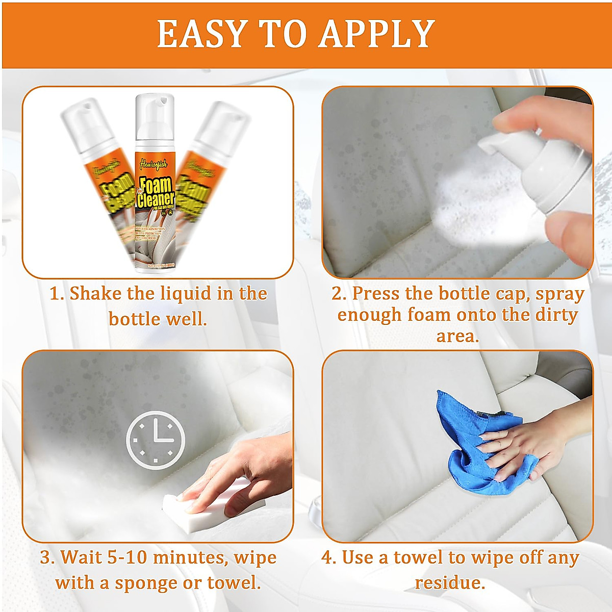 HORSEFISH TOOL All Purpose Cleaner, Car Foam Cleaner (2 Pack)