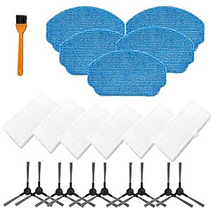 Avaenzo Replacement Parts for MAMNV/ZCWA BR150/BR151,for MANVINS G20,for ONSON/GTTVO/EICOBOT BR150/BR151 2-in-1 Robot Vacuum and Mop Combo Accessories,10 Side Brush,6 Hepa Filters,5 Mop Pads