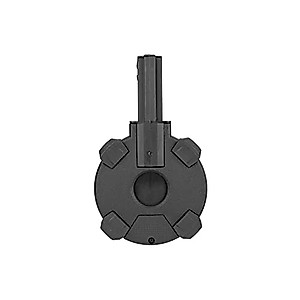 GoldenBall x Sentinel Gears 1200 Rounds Electric Winding Polymer Drum Airsoft Magazine for M4 AEGs, Battery & Charger Included - Black