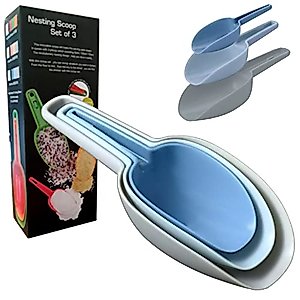 Flour Scoop Set of 3, Set of Scoops for Canisters, Ice Scoop Popcorn Scoop Pet Food Scoop Plastic Scoops for Dry Goods Coffee Beans Candy, 1.7/3.4/5.1 oz…