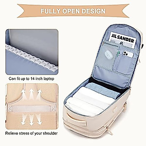 coowoz Large Travel Backpack For Women Men, Carry On Backpack,Hiking Backpack Waterproof Outdoor Sports Rucksack Casual Daypack Expandable Heavy Duty Extra large Backpack Beige Expansion