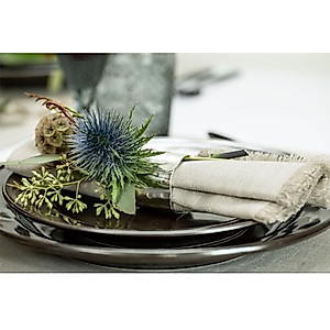 Solino Home Linen Dinner Napkins 20 x 20 Inch – Natural Set of 4 – 100% Pure Linen Fringe Cloth Napkins for Thanksgiving, Christmas – Machine Washable and Handcrafted from European Flax