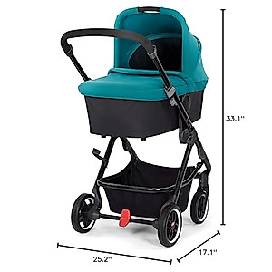 Diono Excurze Carrycot for Newborn Baby, Stroller Bassinet for Baby, Breathable Mattress for Comfortable Sleeping, Suitable from Birth, Blue Turquoise