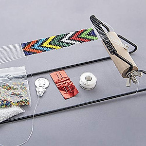 The Beadsmith Metal Bead Loom Kit, Includes Loom (12.5" x 2.5" x 3"), Thread, Needles, and 18 Grams Glass Beads for Bracelets, Necklaces, Belts, and More