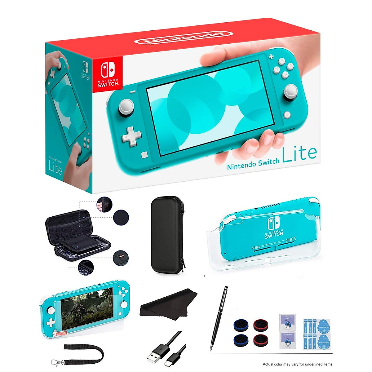 GALLIUMPI Newest Nintendo Switch Lite - Turquoise Game Console, 5.5” LCD Touch 1280x720 Screen, Built-in +Control Pad, WiFi, Bluetooth 10-in-1 Bundle