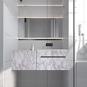 HATOKU 17.7" x 355" Glossy Marble Peel and Stick Wallpaper, Contact Paper for Cabinets, PVC Self Adhesive Wallpaper for Desk Drawer Shelf Liner