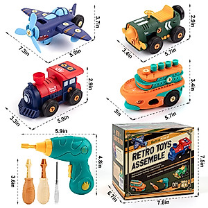 KODATEK Take Apart Toys for 4 5 6 7 8 Year Old Boys Girls, with Engine & Electric Drill Tool, Kids Tool Set Play STEM Building Toys, Learning Construction Toys