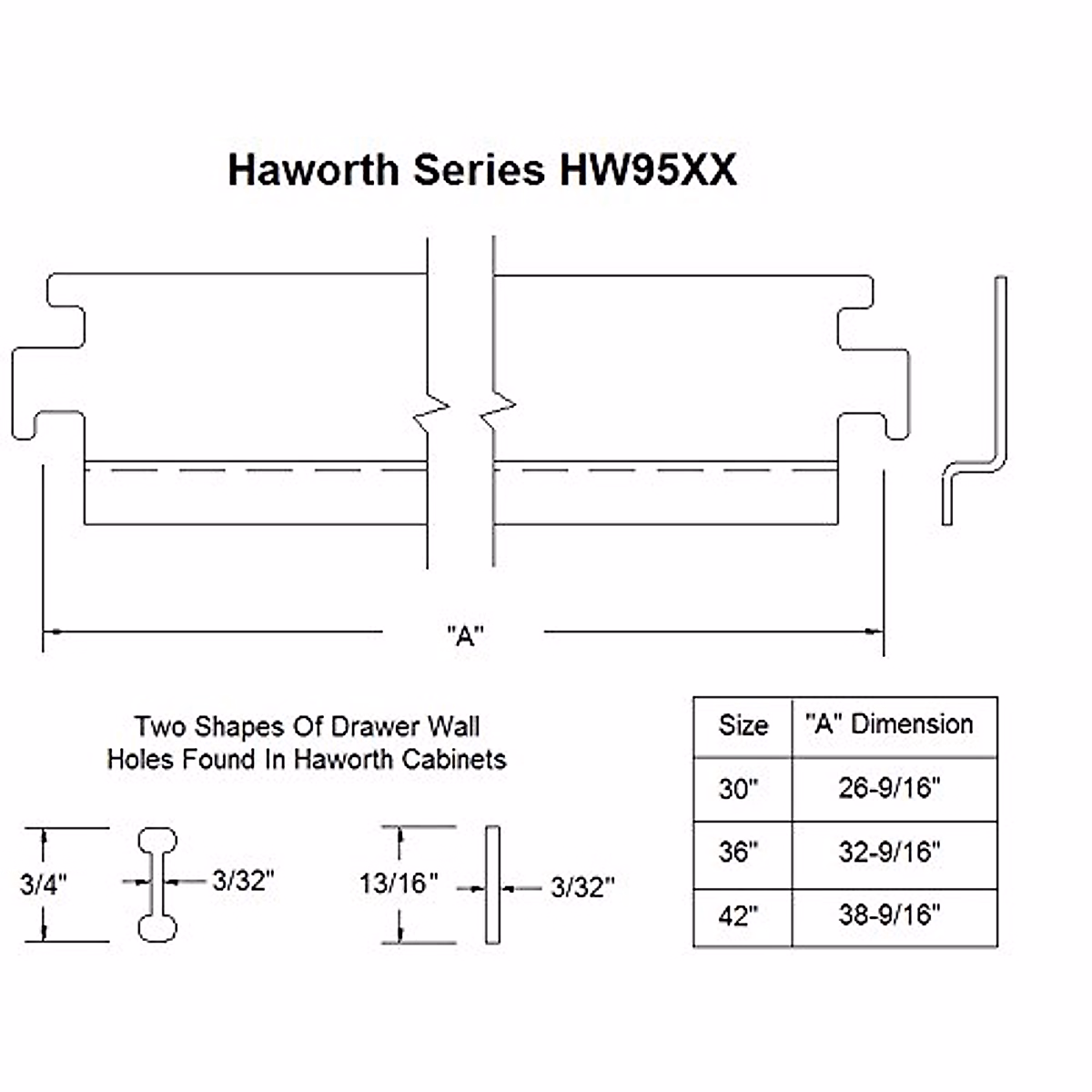 Haworth Lateral File Bar for 36" Wide Haworth File Cabinet (2-Pack)