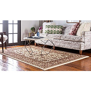 Unique Loom Voyage Collection Traditional Oriental Classic Intricate Design Area Rug, 3 ft 3 in x 5 ft 3 in, Ivory/Gold