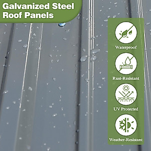 Yardenaler 12x8.7 FT Wood Outdoor Storage Shed, DIY Garden Tool Shed Kit with Waterproof Metal Roof, Lockable Door and Vents, Backyard and Patio, Natural