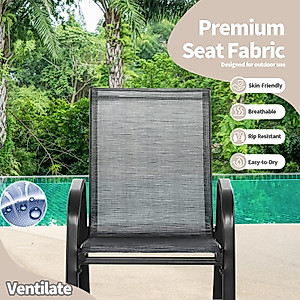 Tangkula Patio Rocking Chair Set of 2, Outdoor Ergonomic Rockers with Breathable Fabric Seat, Gentle Rocking Function, Sturdy Metal Rocker for Front Porch, Backyard, Garden