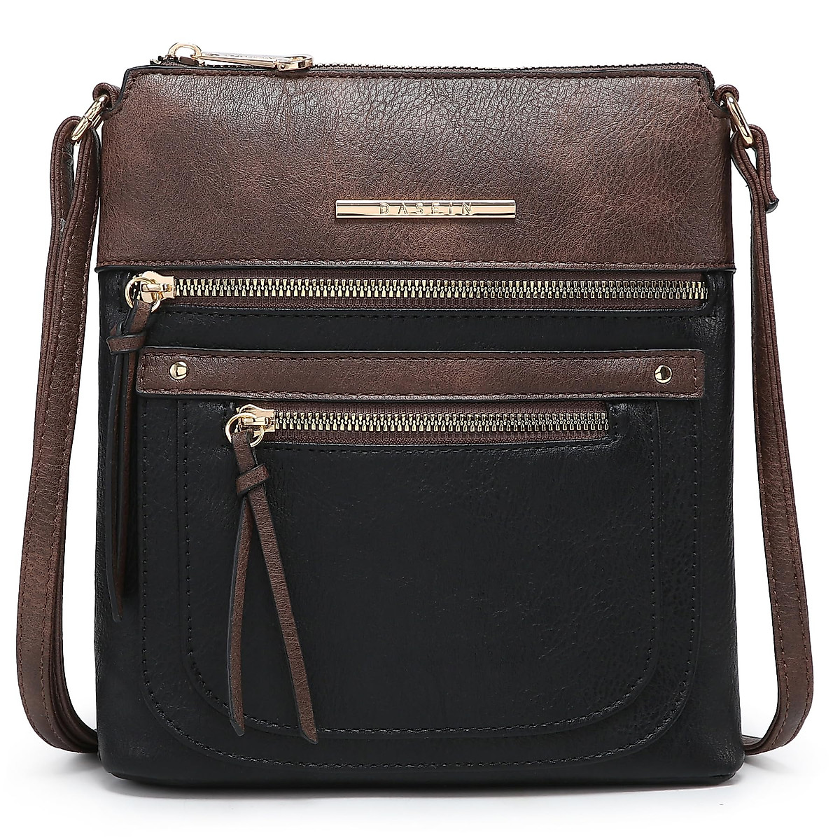 Dasein Crossbody Purse for Women Vegan Leather Shoulder Handbags Messenger Bags with Multi Zipper Pockets