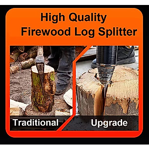 Firewood Log Splitter, 4PCS Wood Log Splitter Firewood Detachable Drill Bit Heavy Duty Electric Drills Screw Cone Driver Hex + Square + Round 32mm/1.26inch