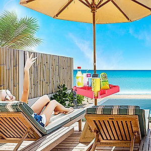 Keten 16" Beach Umbrella Table Tray with 4 Cup Holders, 4 Snack Compartments, 4 Sunglasses Holes, 4 Phone Slots, Umbrella Table for Beach, Patio, Garden, Swimming Pool