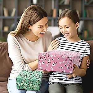 PETOX Gift Wrapping Paper Set 19.7 x 27.5 Inch - Floral Flower Birthday Wrapping Paper for Girls/Women, Wrapping Paper and Ribbon Set for Wedding, Mother's Day (Pack of 10)