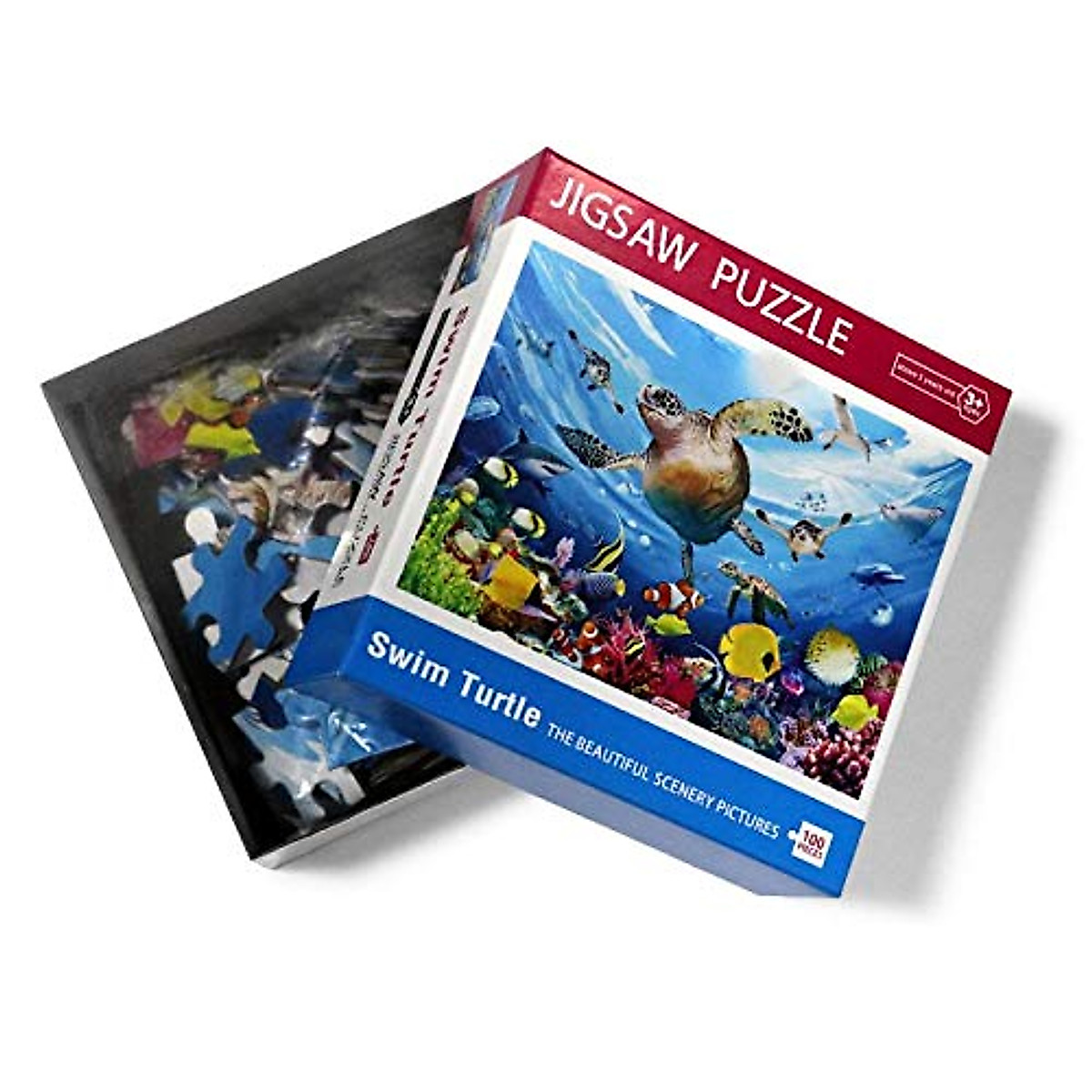 Koyiwa 100 Pieces Jigsaw Puzzle for Kids Age 4-8 Sea Turtle Swimming Fantastic Seaworld Educational Puzzle Toys for Toddler Children Boys and Girls (15 x 10 inch)