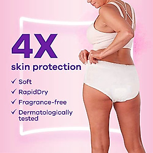 Always Discreet, Incontinence & Postpartum Underwear for Women, for Sensitive Skin, Size S/M, Maximum Plus Absorbency, Fragrance-Free, Disposable, 48 Count