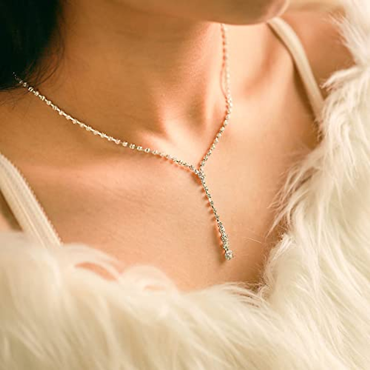 Yean Bride Silver Bridal Necklace Earrings Set Crystal Wedding Jewelry Set Rhinestone Choker Necklaces for Women (Silver-Bracelet)