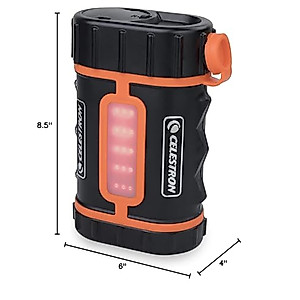 Celestron - PowerTank Lithium Pro Telescope Battery – Rechargeable Portable 12V Power Supply for Computerized Telescopes – 17 hour capacity/ 158.74Wh - Red/White LED Light - 2 USB Ports, Black(18768)
