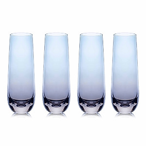 BETTR - Stemless Champagne Flute Glasses - Iridescent Blue/Indigo Bottomless Mimosa Glass - Cocktail/Wine Glassware - All-Purpose Drinkware Juice, liquor, Water Glasses with 10.5 FL oz (Set of 4)