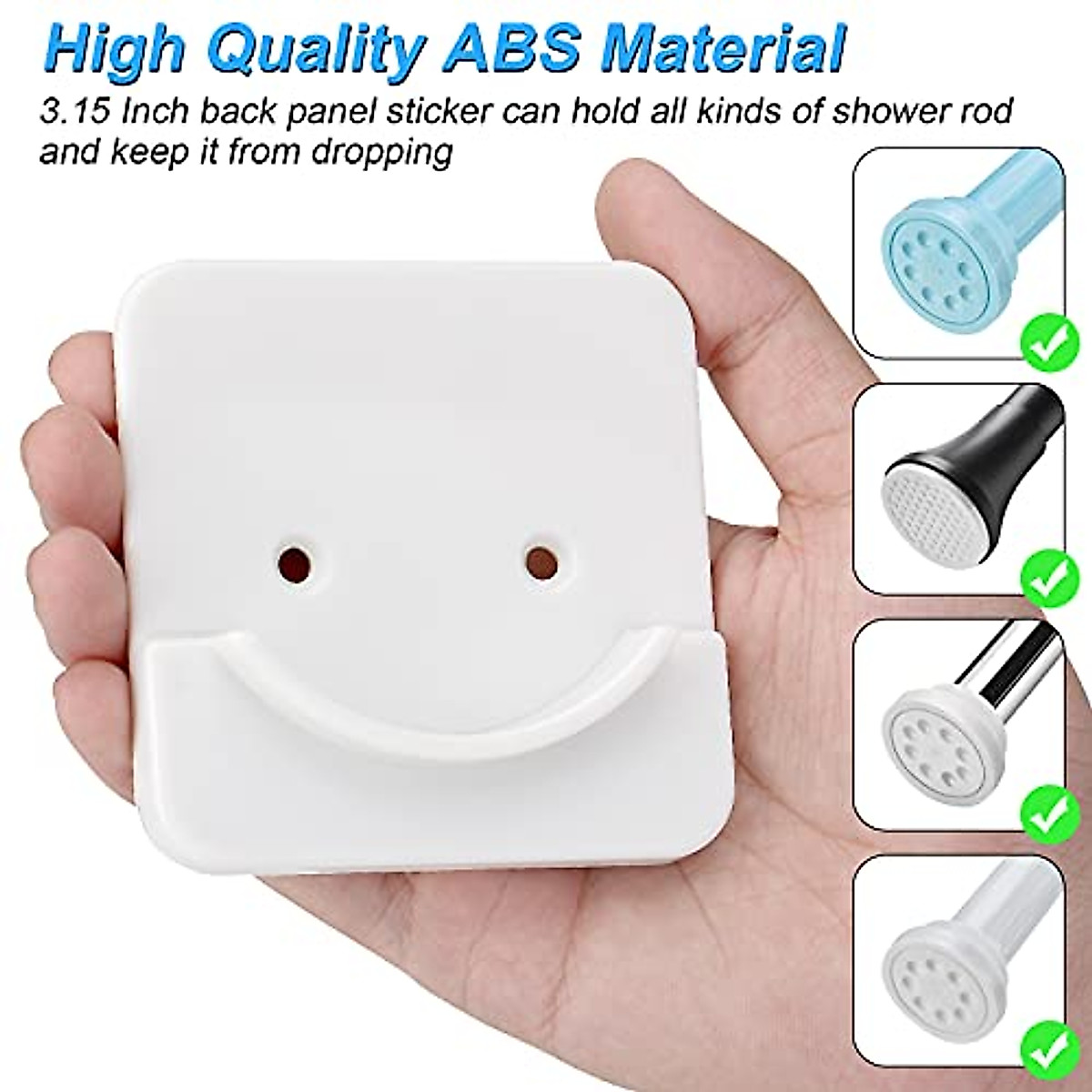 ICERO Extra-Large Adhesive Shower Curtain Rod Tension Holder | No Drilling, Sticking them up Or Easy places to drill for a fixture | Strong Hold | 2 Pack, White (Rod Not Included)