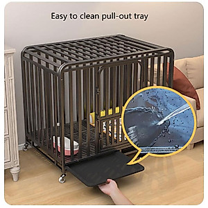 Dog Kennel Large, 50" Heavy Duty Dog Crate,Robust Stable Dog Kennel,Suitable for High Anxiety Escape Proof Dog Crate, Large Dog Crate,Dog Crate with Locking Wheels and Removable Tray,Black