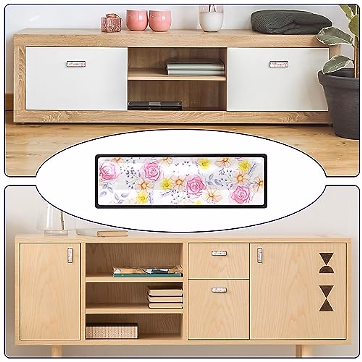4 Pack 3.6In Double Holes Pulls Handles, Beautiful Flower Print Decorative Kitchen Cabinet Dresser Drawer Closet Cupboard Door knobs Handles Pulls for Home Bedroom Bathroom