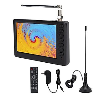 Acogedor 5 Inch Portable TV, 1080P ATSC Pocket Digital Car TV, with 1500mAh Rechargeable Battery, Support USB, TF Card, Mini Digital Television for Camping, Kitchen