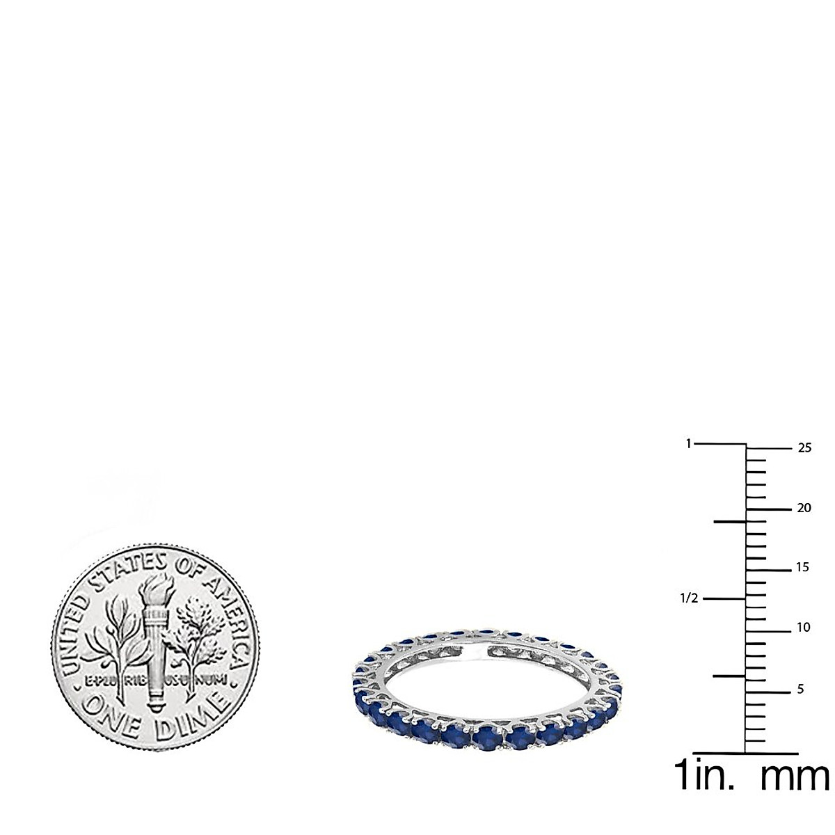 Dazzlingrock Collection 1.80 Carat (Ctw) 10K Blue Sapphire Women Eternity Wedding Stackable Band 1 3/4 CT, White Gold, Size 7