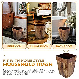 Zerodeko Plastic Trash Can Wood Grain Wastebasket Garbage Container Vintage Open Top Recycling Bin for Bathroom Bedroom Powder Rooms Home Office Dorm Brown 13 Gallon Trash can