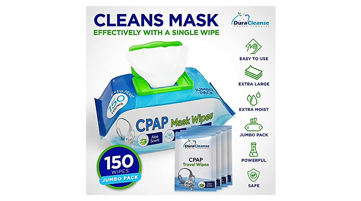 DuraCleanse CPAP Wipes – 150 Jumbo Pack & Travel Wipes for Easy Mask ...