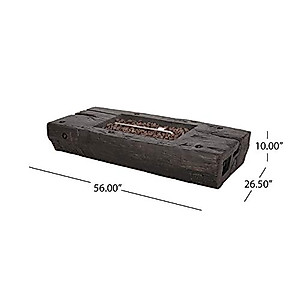 Christopher Knight Home Jamie Outdoor Wood Finish Rectangular Fire Pit with Tank Holder, Brown and Black