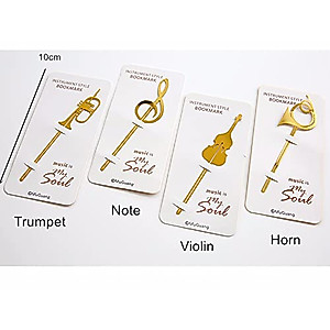 ARFUKA 4pcs Bookmarks Cute Gold Musical Instruments Metal Book Markers Bookmark Page Markers for Books Paper Clips Office School Supplies Stationery Gift Set
