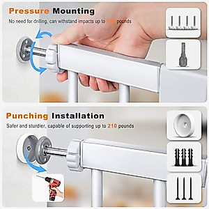 Tiovo Baby Gate with Cat Door Adjustable, 29"-41" Auto Close Safety Dog Gate for Stairs, Doorway, House, Kitchen, Pressure Mounted & Dual-Lock Design Sturdy Pet Gate Pet Supplies, White