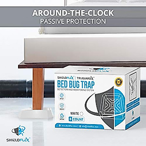 Bed Bug Trap — 8 Pack | TruGuard X Bed Bug Interceptors (White) | Eco Friendly Bed Bug Traps for Bed Legs | Reliable Insect Detector, Interceptor, and Monitor for Pest Control and Treatment