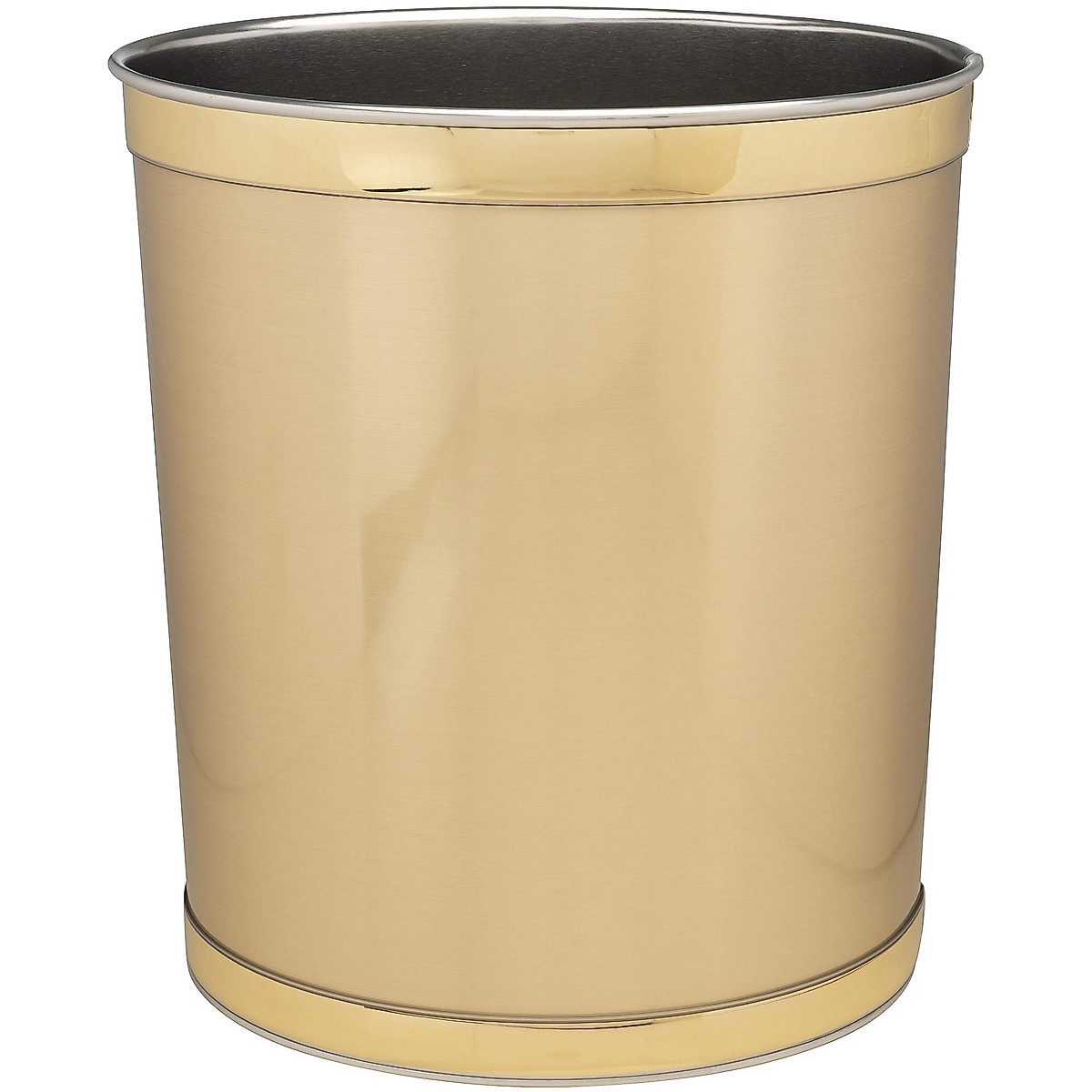 Stephanie Imports Made in USA 5-Gallon Sleek and Stylish Vinyl Mylar Waste Basket (13" X 11") (Metallic Gold)